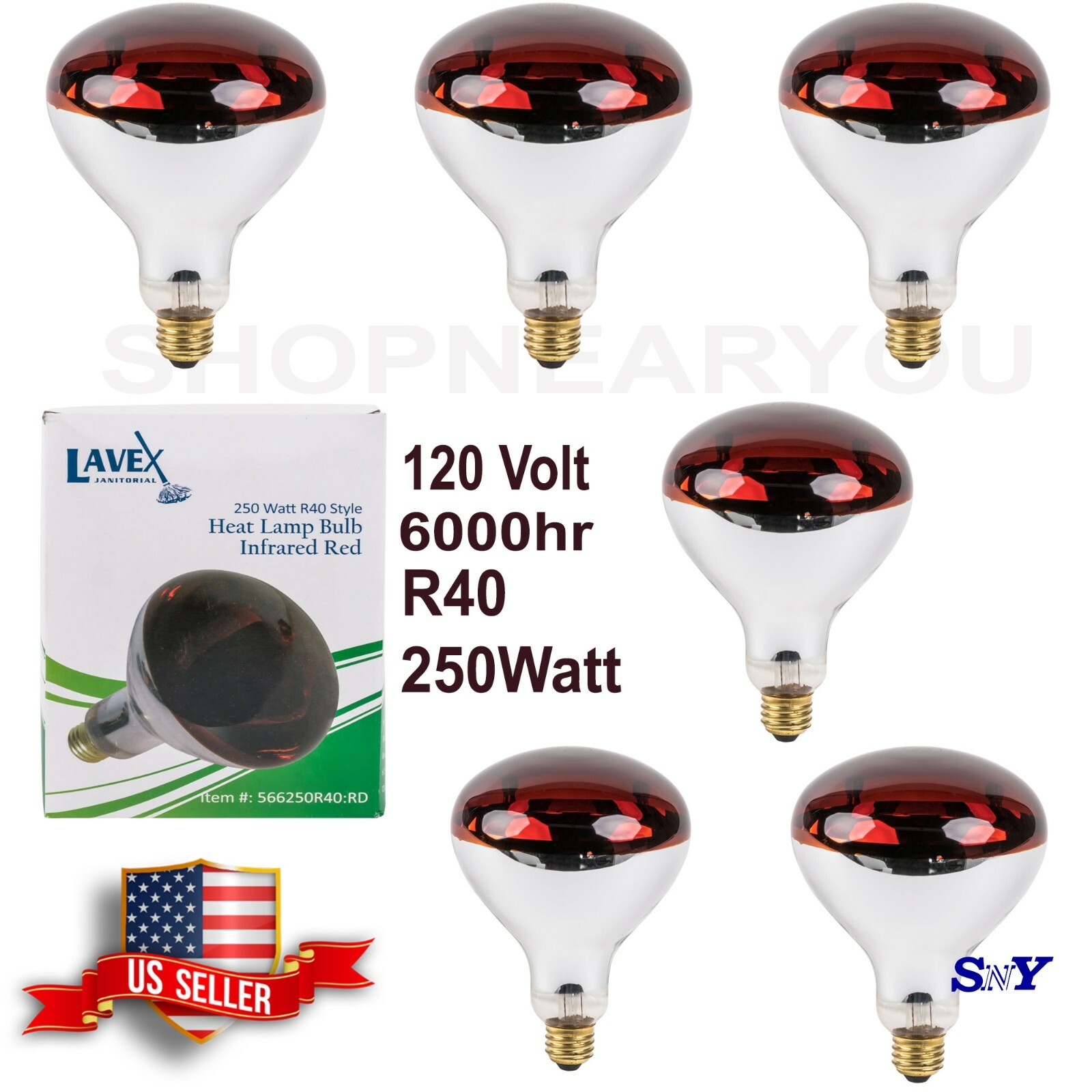 6-Pack 250 Watt Red Infrared Heat Lamp Light Bulb R40 6000hr 120v | eBay