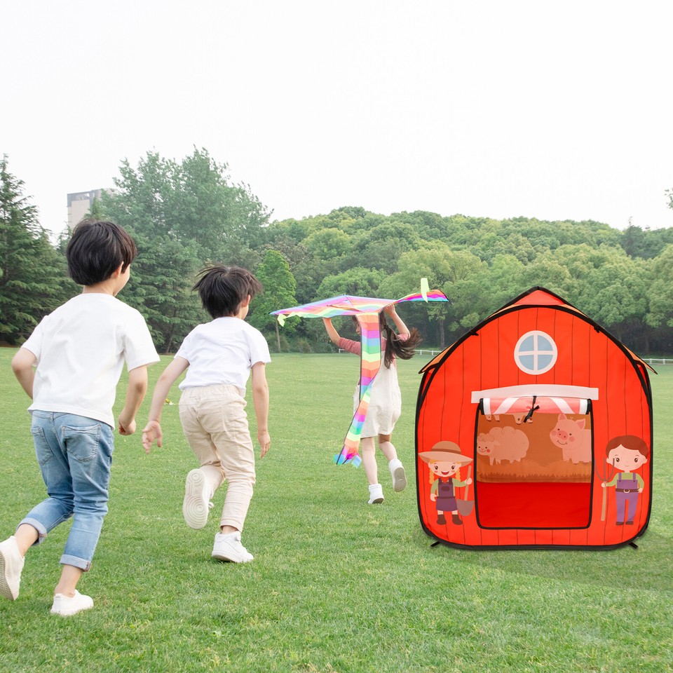 Kids Play Tent Pop Up Barn Play Tent No Installation Foldable Play Tent ...