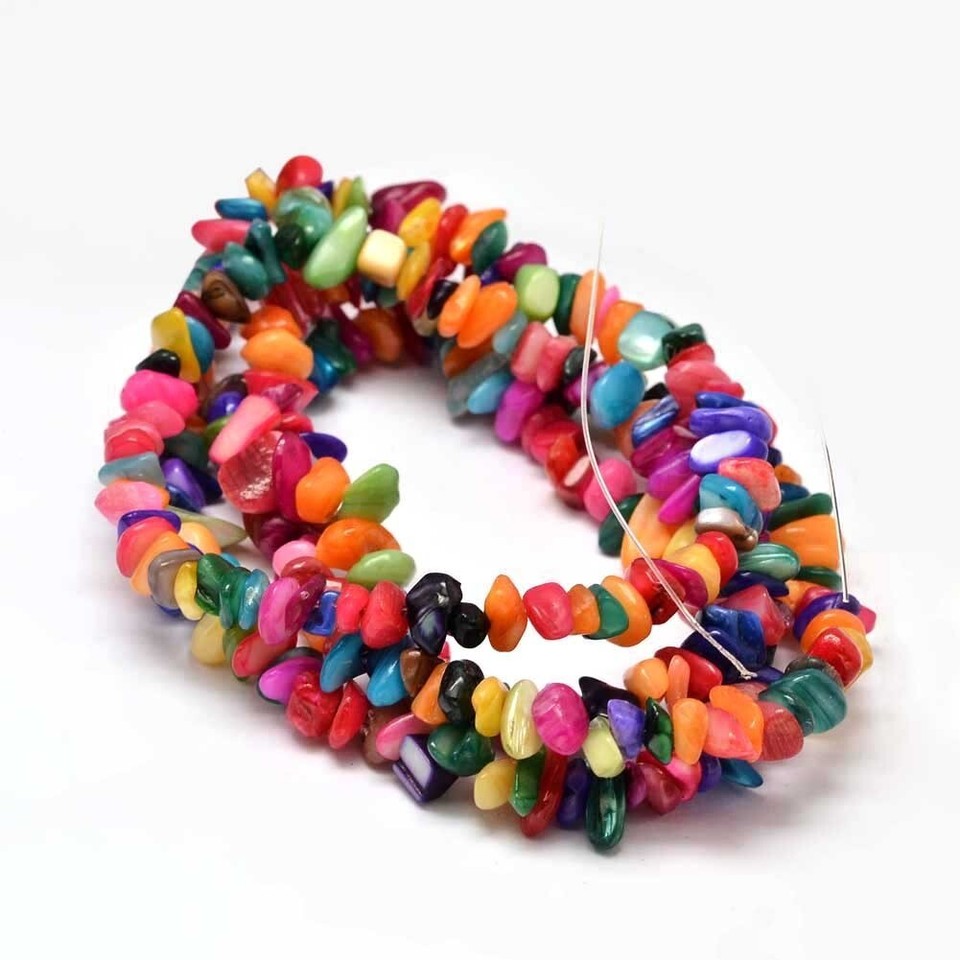 10Strands Colorful Natural Chip Dyed Shell Shards Shell Bead Strands 5 ...