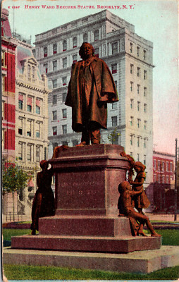 Vintage C. 1910 Henry Ward Beecher Statue Brooklyn New York NY Postcard ...
