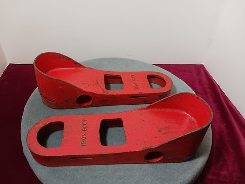VTG RED CAST IRON BOOT ATHLETIC LEG & CALF MUSCLE BUILDER | eBay