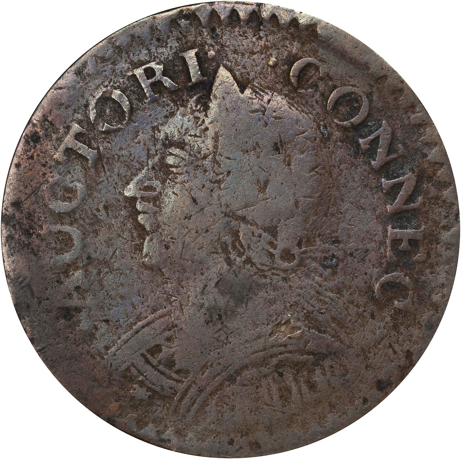 1787 US CONNECTICUT 1/2 Penny Cooper Coin First Laughing Head Left ...