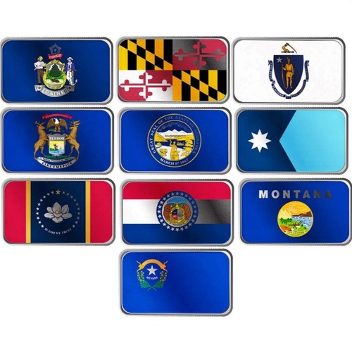 1 oz United States Flags Series - All 50 States - Full Color .999 ...