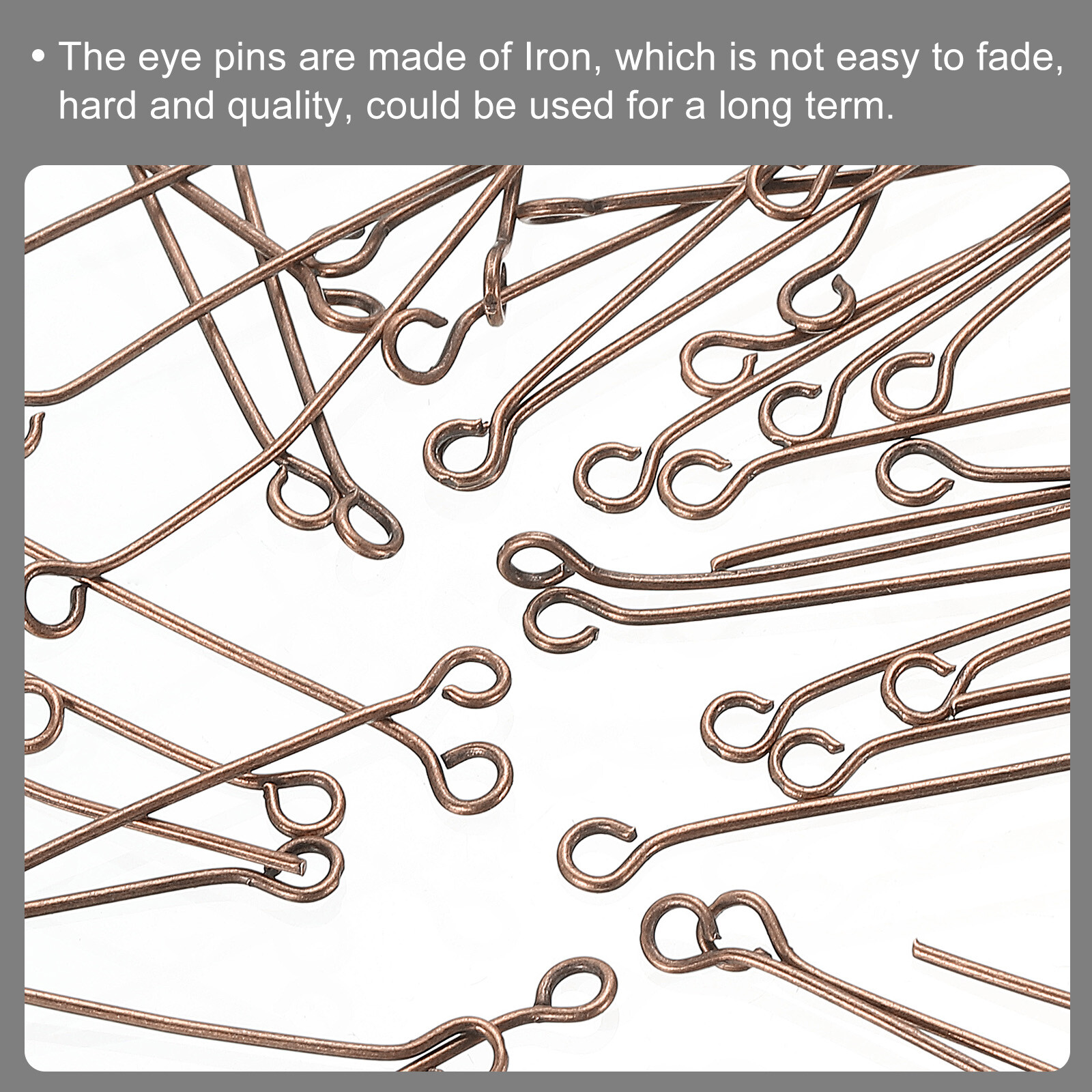 200Pcs Eye Pins Jewelry Findings 40mm Iron Eye Pins 21 Gauge Head Pin ...