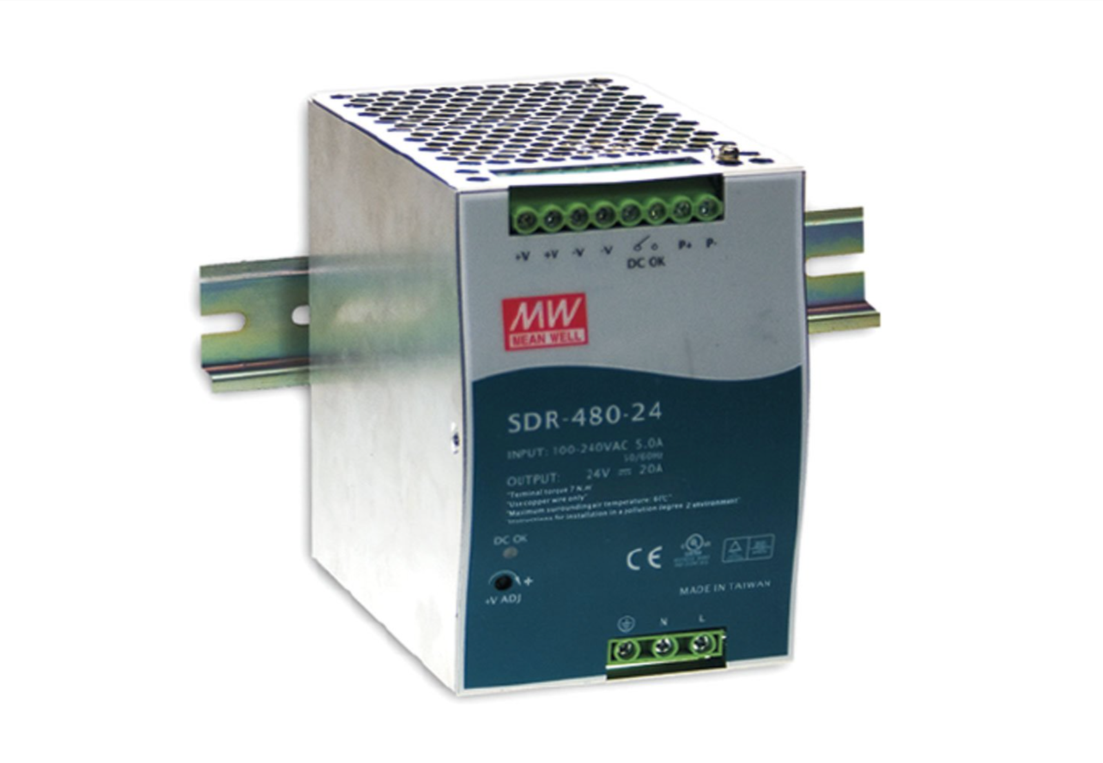 MEAN WELL SDR-480-24 DC24V 20A Power Supply 20Amp 480W AC to DC DIN ...