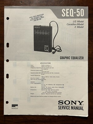 Sony SEQ-50 Graphic Equalizer Service Manual Original OEM Vintage Genuine | eBay
