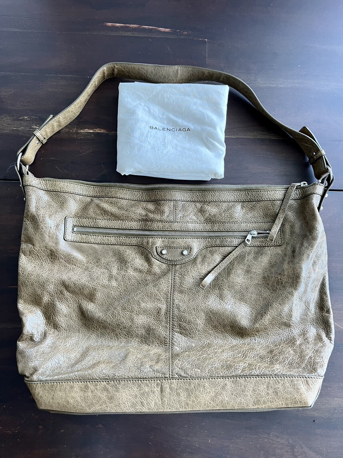 Balenciaga XL Courier Hobo Messenger Leather Bag Gree… - Gem