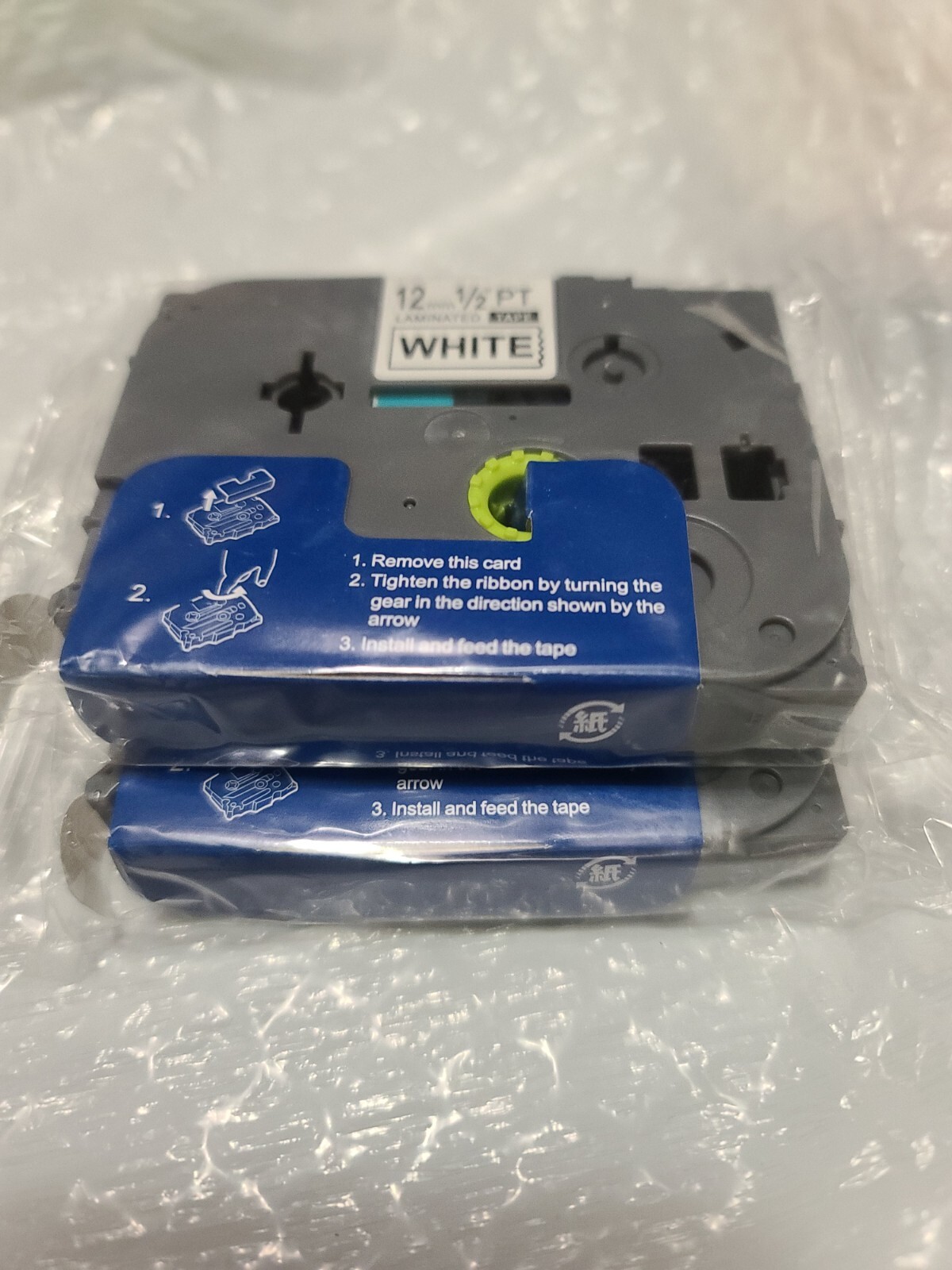 TAE Label Tape Cassette 12mm Black on White Laminated TAE-231 (3-Pack ...