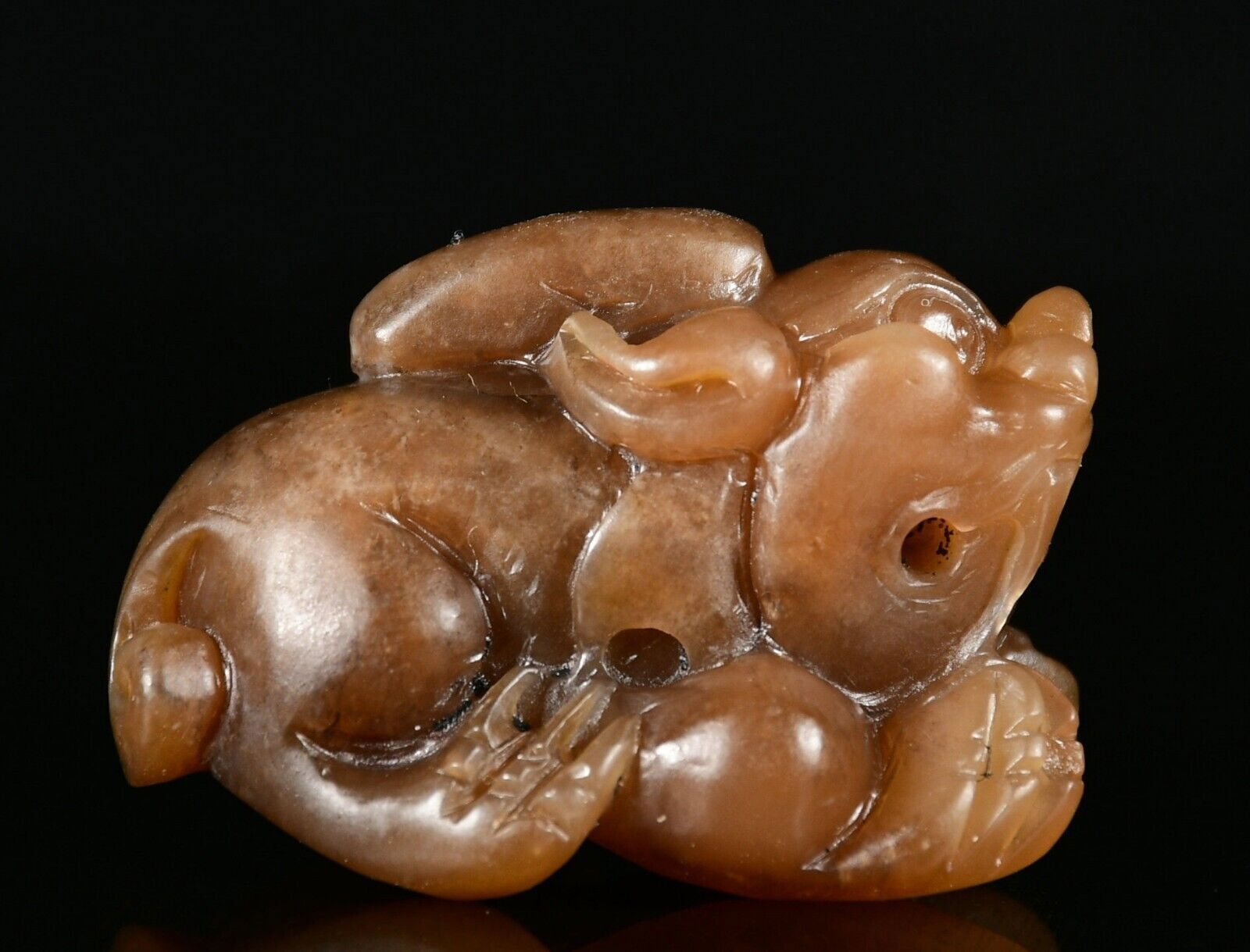 Unique Natural Hetian Jade Hand Carving Dragon Pixiu Beast Pendant ...