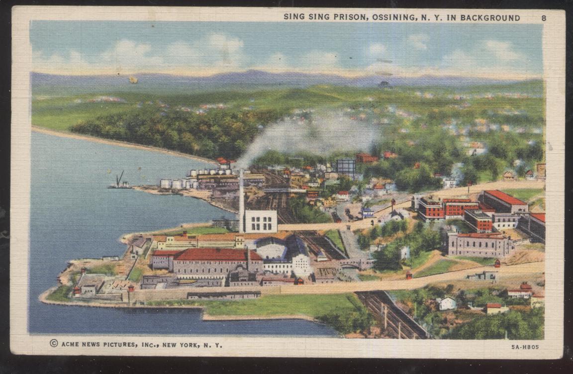 POSTCARD OSSINING NY/NEW YORK SING SING PRISON BIRD'S EYE AERIAL VIEW ...