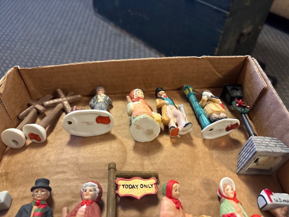 Lefton Colonial Village Figurines Train Conductor & Railroad Crossing ...