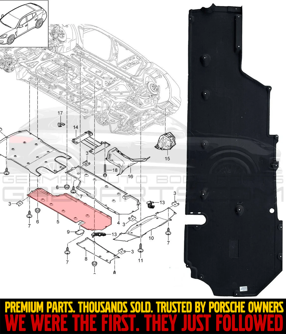 Porsche Panamera 2011-2016 Underbody Left Splash Shield Cover ...