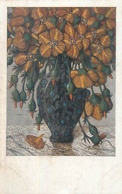 Giant flowers vase art nouveau Carl Strathmann vintage postcard | eBay