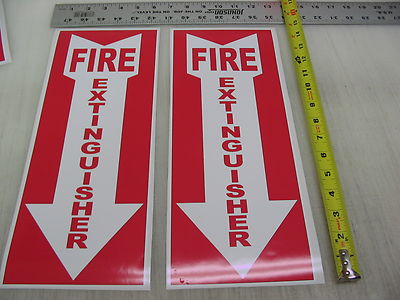 2 lg ARROW FIRE EXTINGUISHER Sticker Decals Inspection or Hose Alarm ...