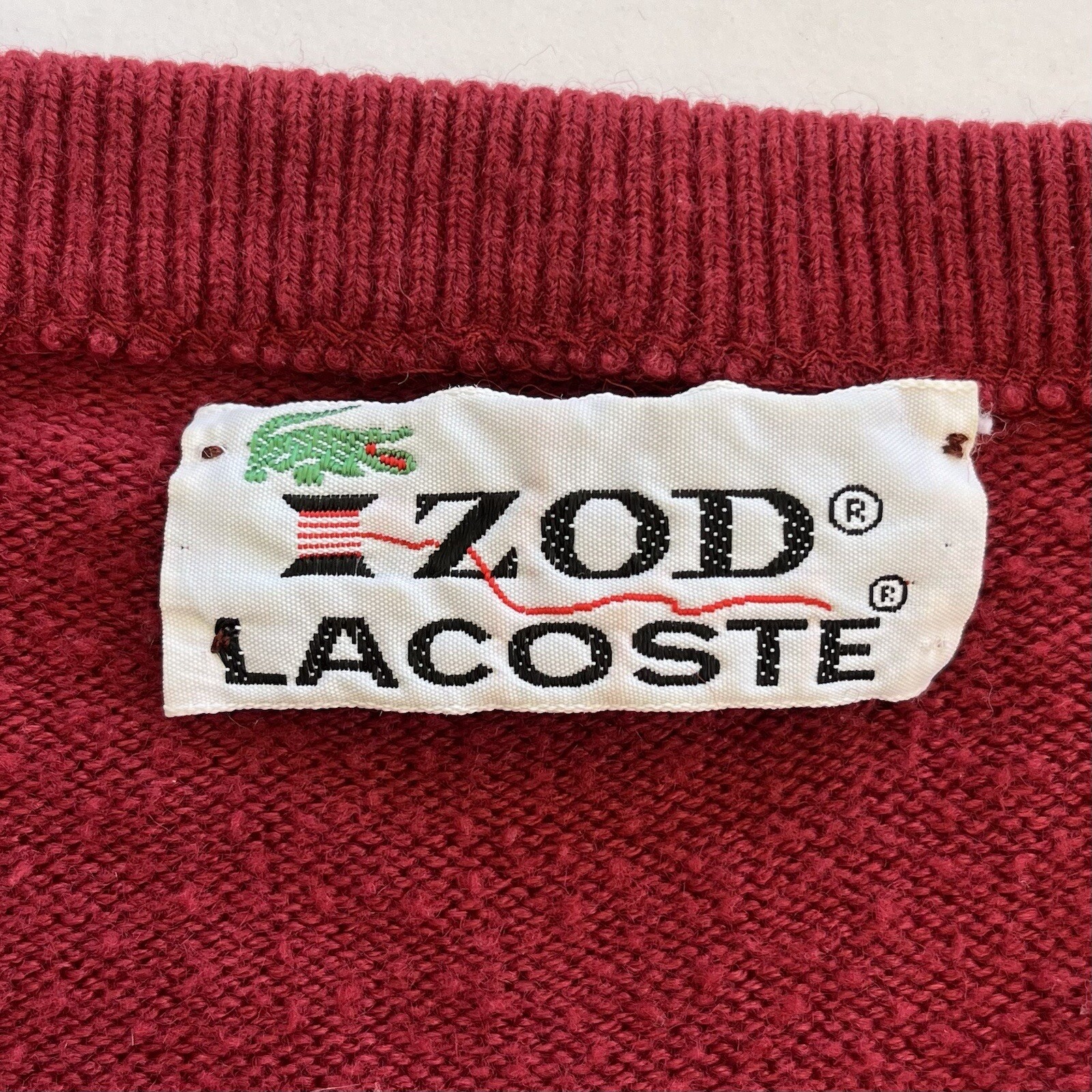 Vintage Izod Lacoste Blue Crocodile Logo Burgundy V N… - Gem