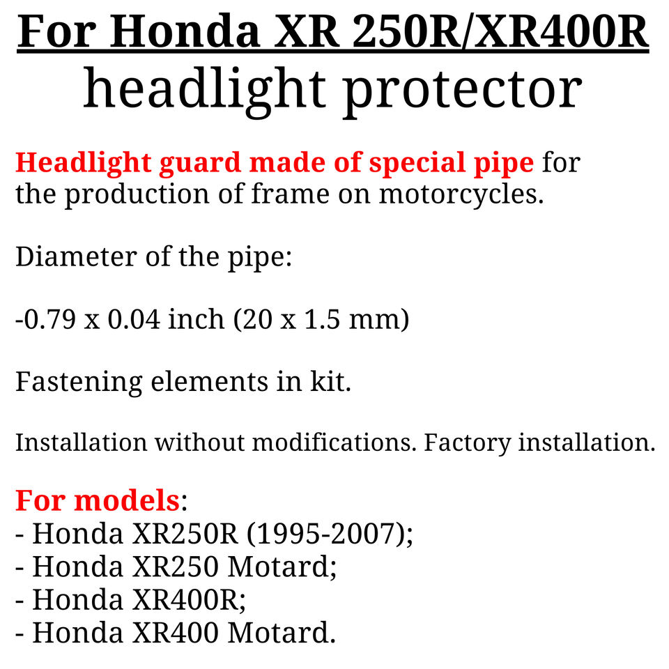 For Honda XR 400 headlight guard cover Motard headlight protector for ...