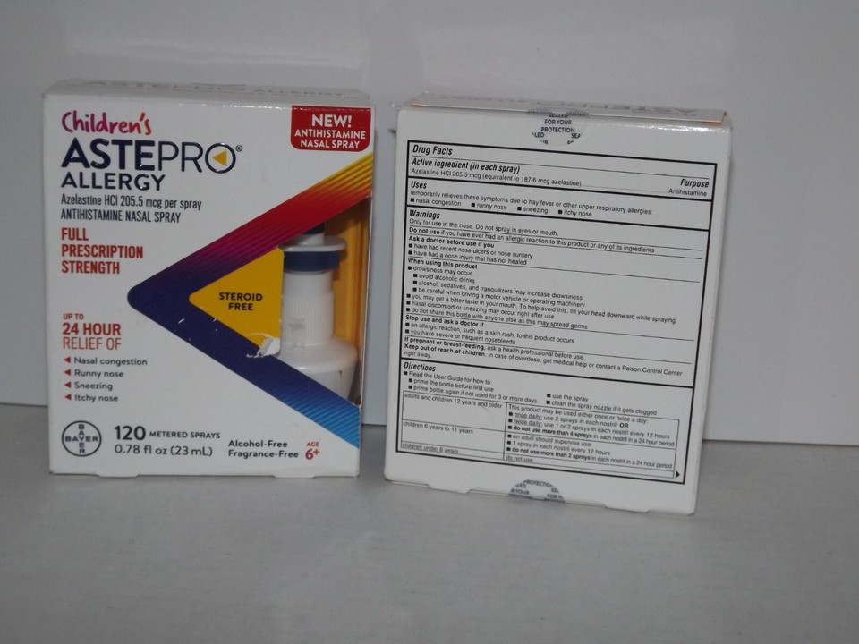 2 Boxes Children's Astepro Allergy Nasal Spray 120 Metered Sprays Each ...
