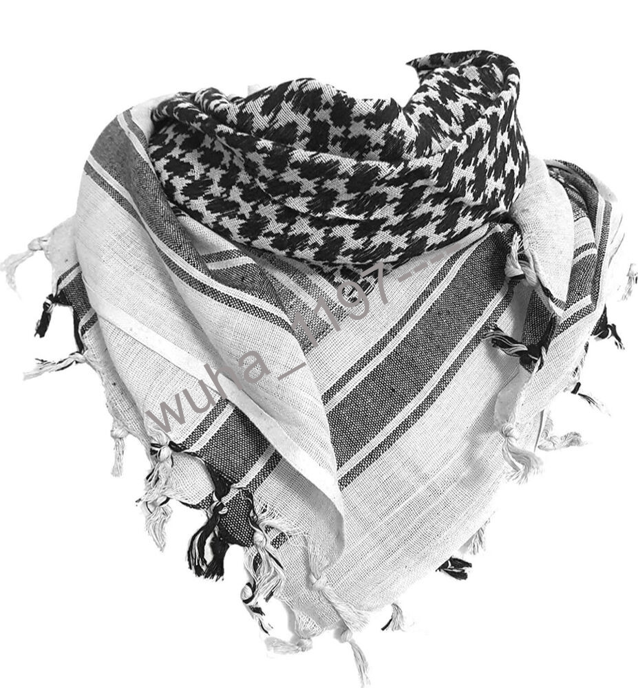 Cotton Palestinian Shemagh Freedom Scarf Keffiyeh Head Wrap Black And ...