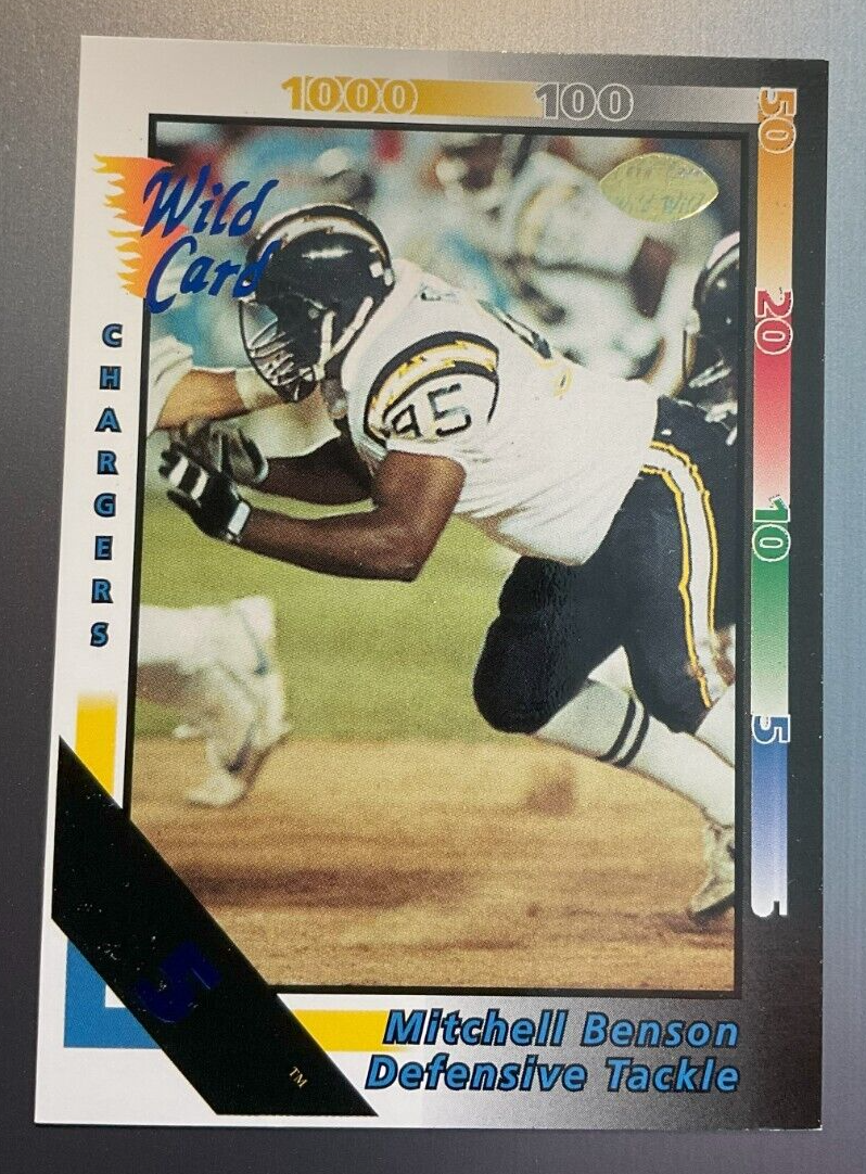 1992 Wild Card 5 STRIPE Mitchell Benson #400 San Diego Chargers | eBay