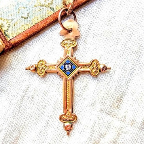 19th century French antique gold " Croix Jeanette "… - Gem