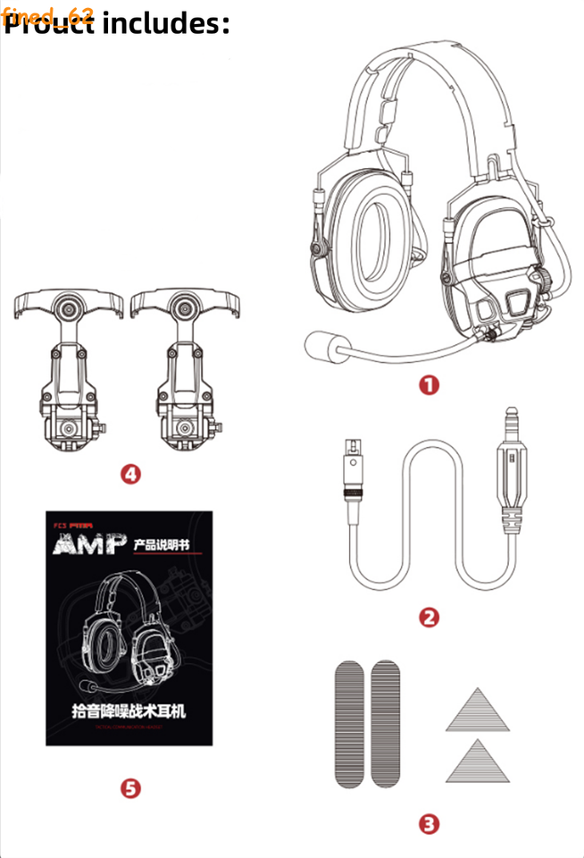 IN Stock FMA FCS AMP Tactical Communication Headset Noise Reduction V20 ...
