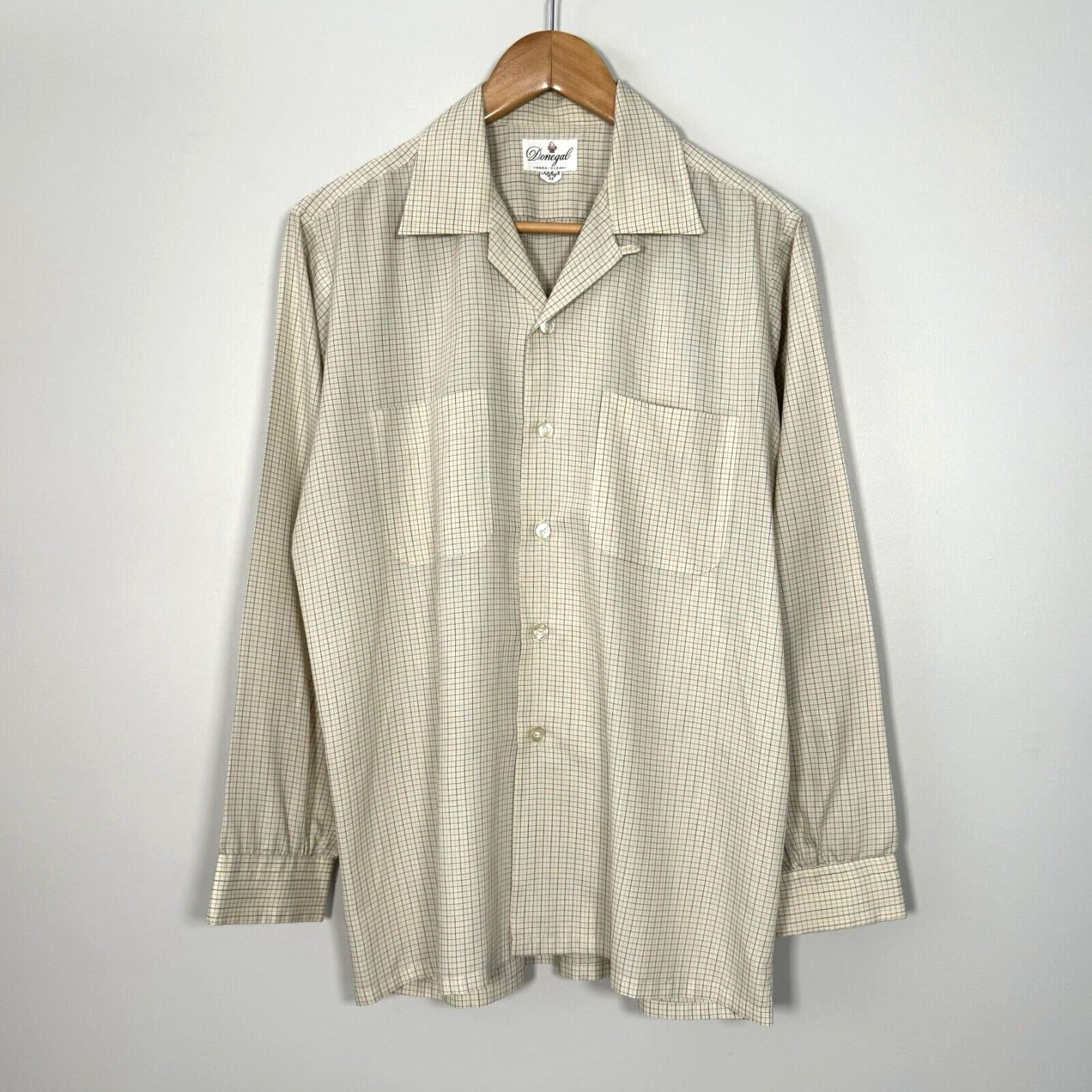 Vintage 50s 60s Donegal Loop Collar Shirt Large Butto… - Gem