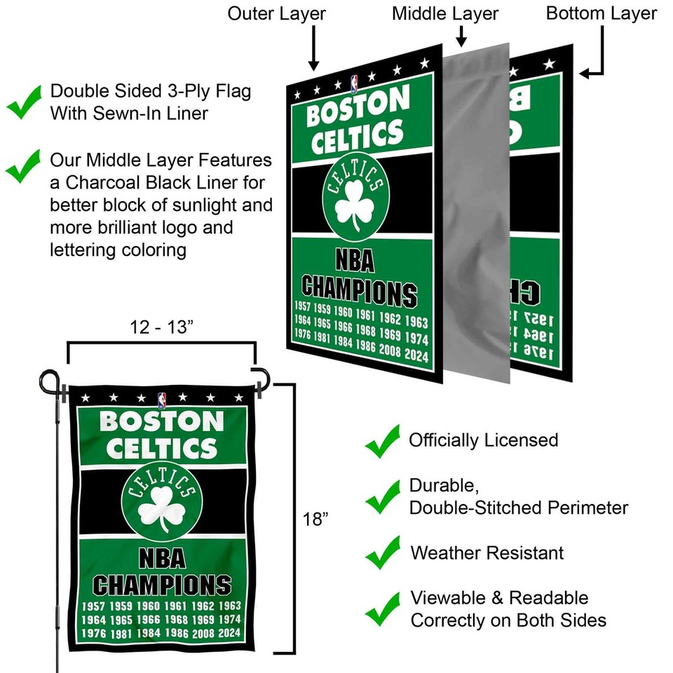 Boston Celtics 18 Time 18x NBA Champions Garden Banner Flag | eBay