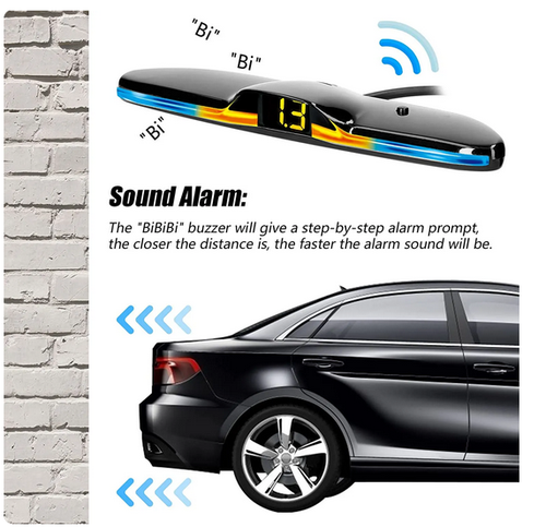 4 Parking Black Sensors LED Car Backup Reverse Rear Radar System Alert ...