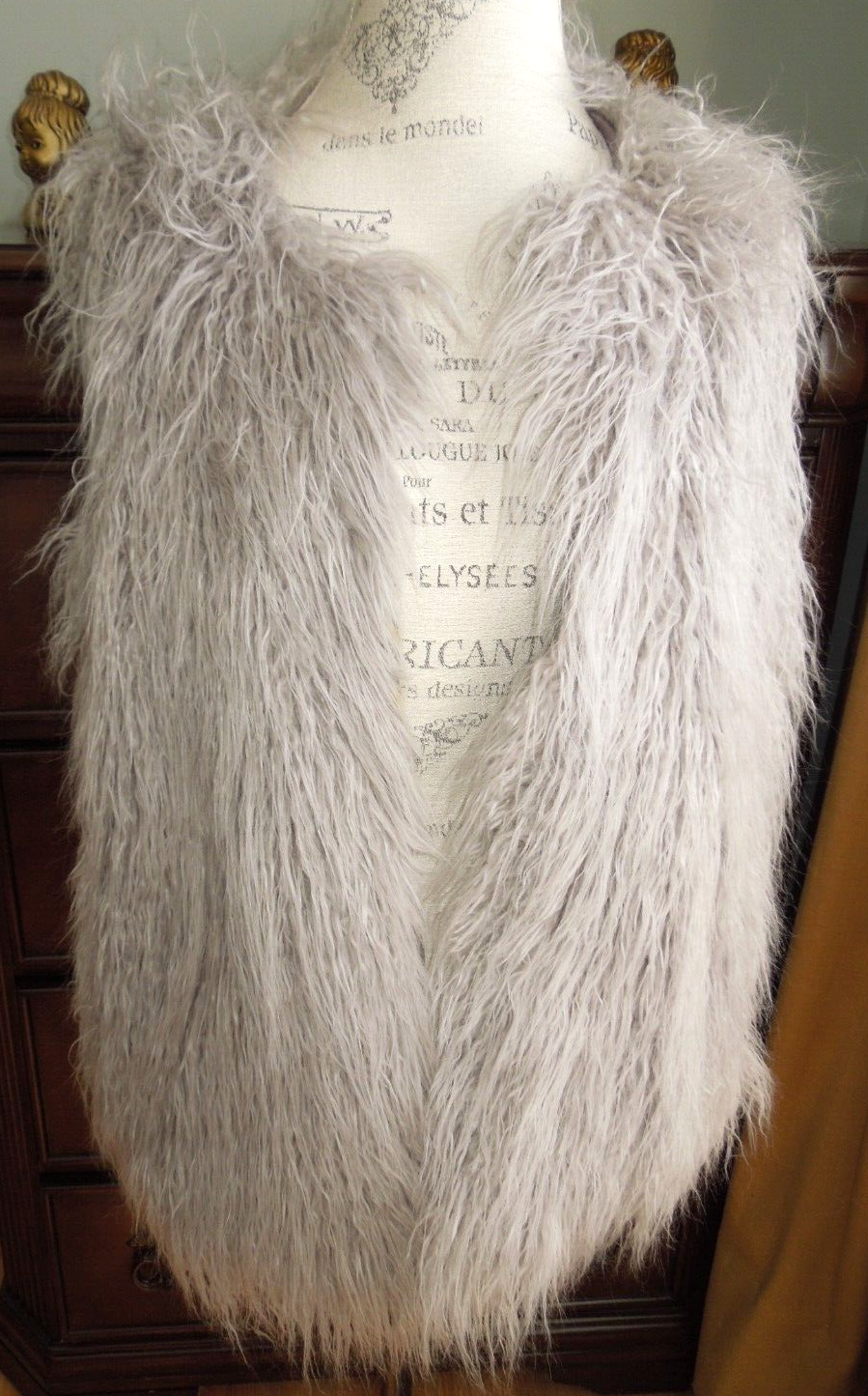 NEW SILVER GRAY LINED CARA NEW YORK WOMEN'S FAUX FUR VEST JACKET S/M ...