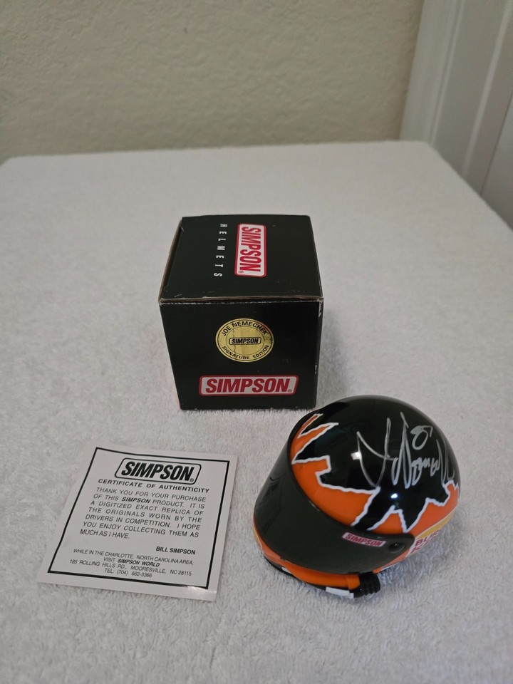 Simpson Signature Edition Joe Nemechek Autograph Mini Helmet Burger ...