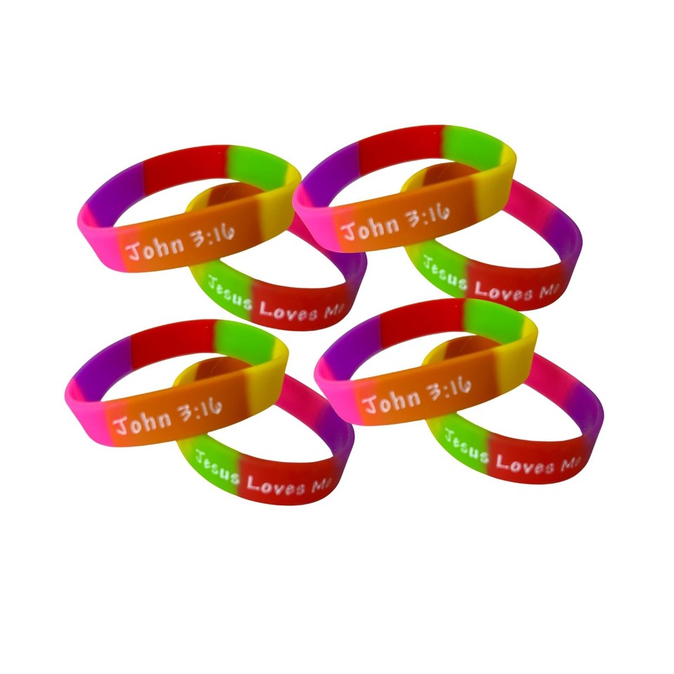 50-Pack Jesus Loves Me Silicone Bracelets – John 3:16 Bible Verse ...