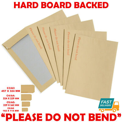 PLEASE DO NOT BEND HARD CARD BOARD BACKED ENVELOPES BROWN MANILLA C6 C5 ...