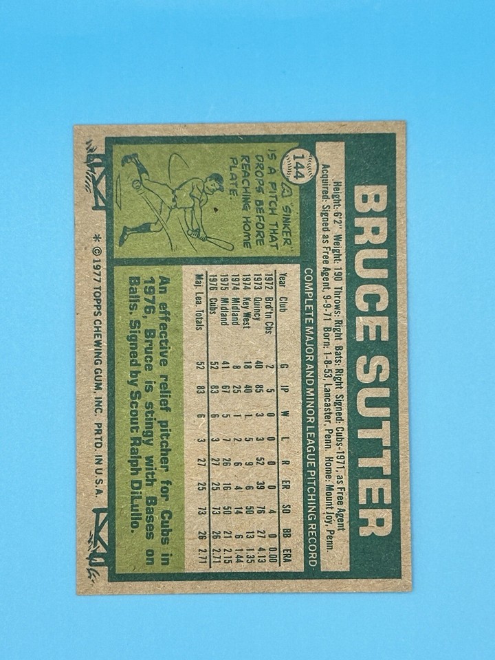1977 Topps #144 Bruce Sutter Rookie RC HOF NM-MT to MINT | eBay