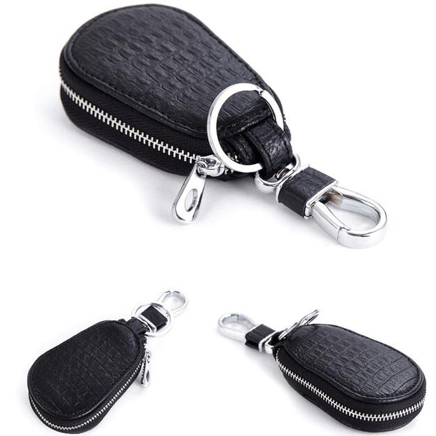 Universal Leather Car Key Fob Case Cover Holder Chain Zipper Wallet 4 ...