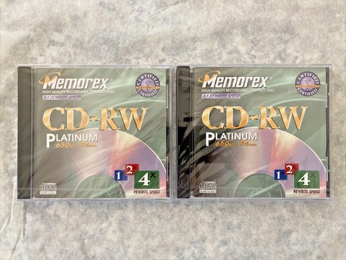 (2) Memorex CD-RW Platinum 4x Rewritable Speed 650 Mb / 74 Minutes ...