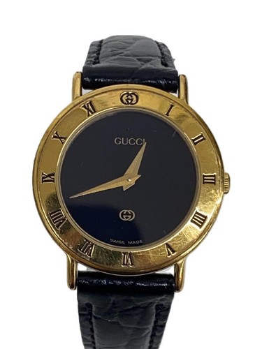 Gucci 3000L Watch Ladies Black 25mm Round Quartz Swiss Made Vintage | eBay