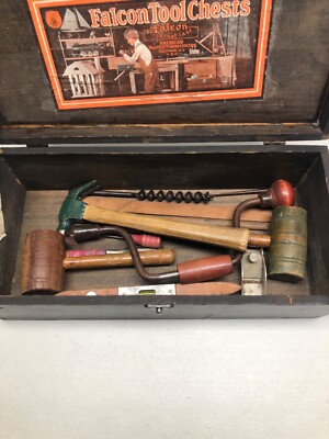 Rare! 1916c. American MFG.Co. Falcon Childs Wood Tool Chest & 8Pc. Set ...