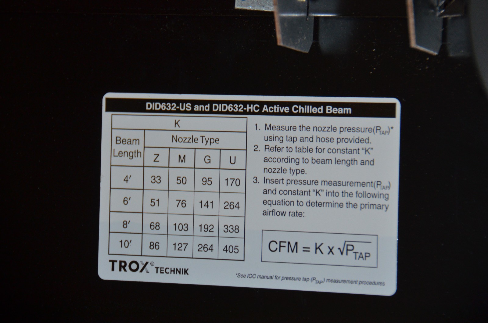 Trox Technik DID632 HC 2 x 4FT M Nozzle Active Chilled Beam / Flush ...