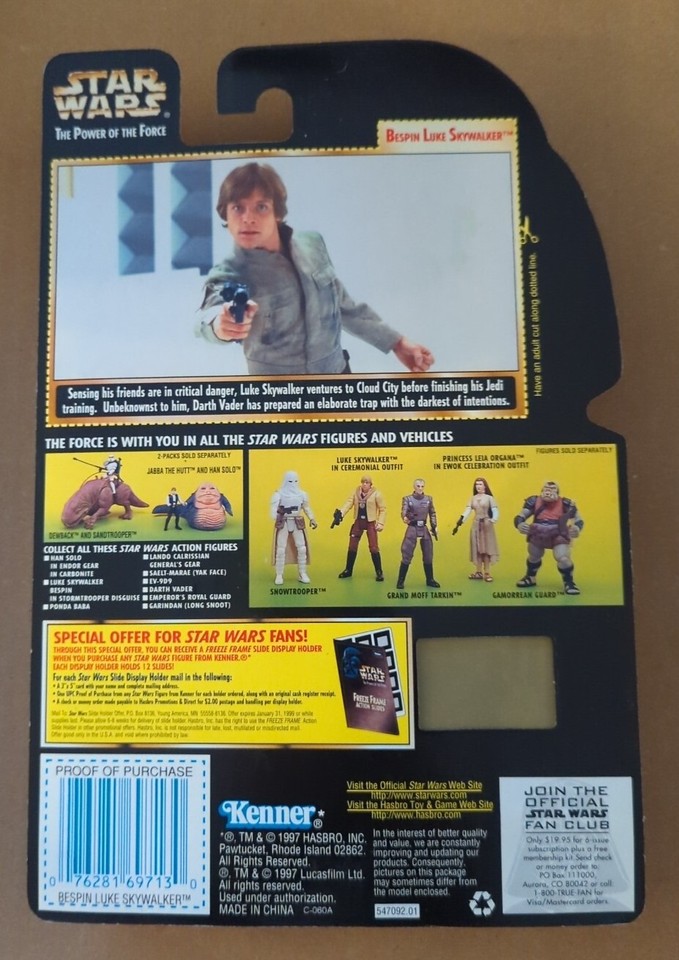 Star Wars POTF LUKE SKYWALKER 3.75" Action Figure Freeze Frame 1997 ...