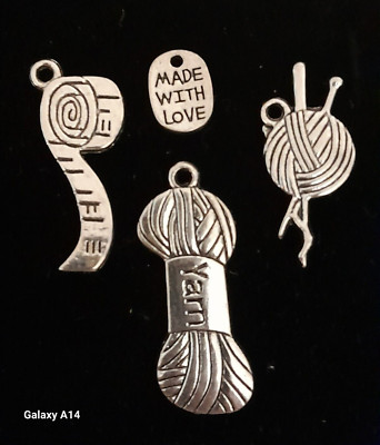 Knitting Charm Collection Antique Silver Tone 4 Different Charms | eBay
