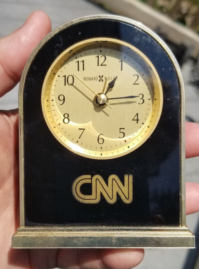CNN Executive DESK CLOCK Black & Gold by HOWARD MILLER Quartz Battery 3 ...