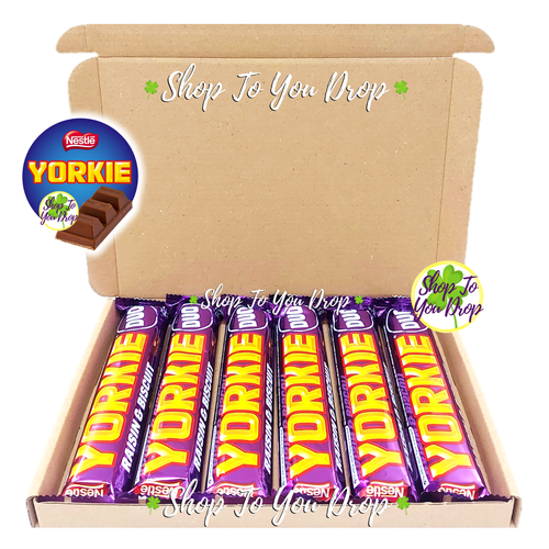 6 x YORKIE DUO RAISIN & BISCUIT 66G CHOCOLATE BARS GIFT BOX Snack Treat ...