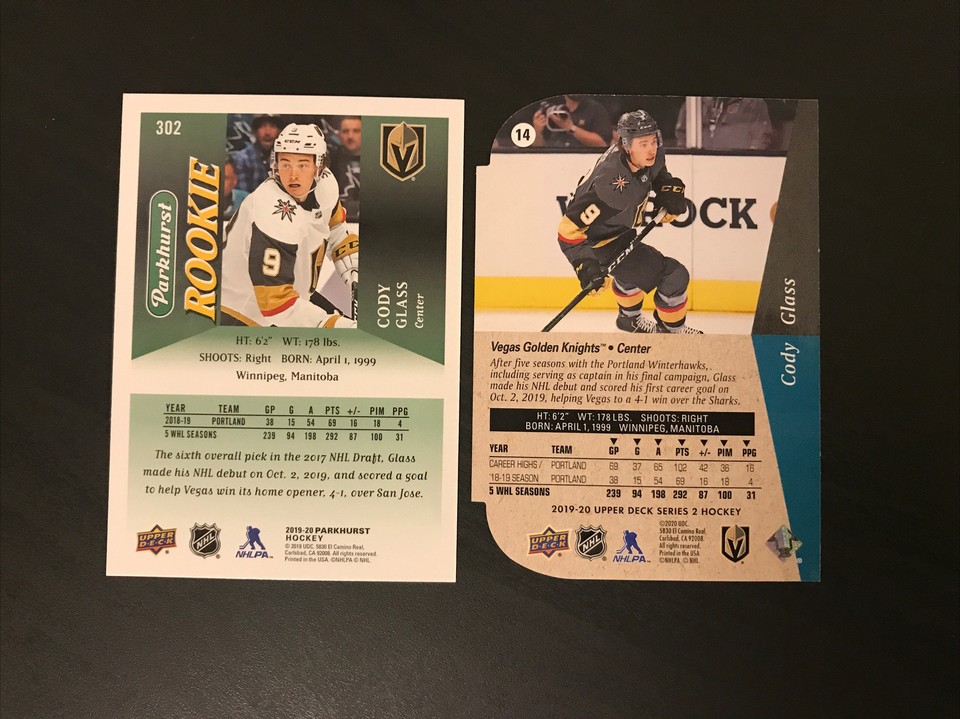2019-20 Upper Deck Tribute Die-Cut Cody Glass & Parkhurst Rookie ...