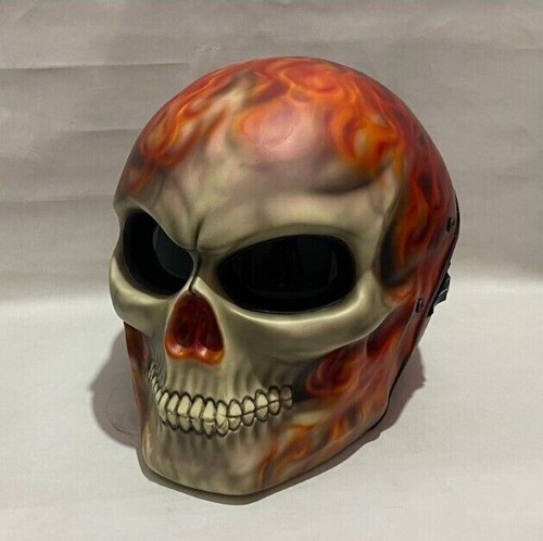 FREE SHIPPING SKULL MOTORCYLE HELMET FIRE STYLE (DOT & ECE CERTIFIED ...
