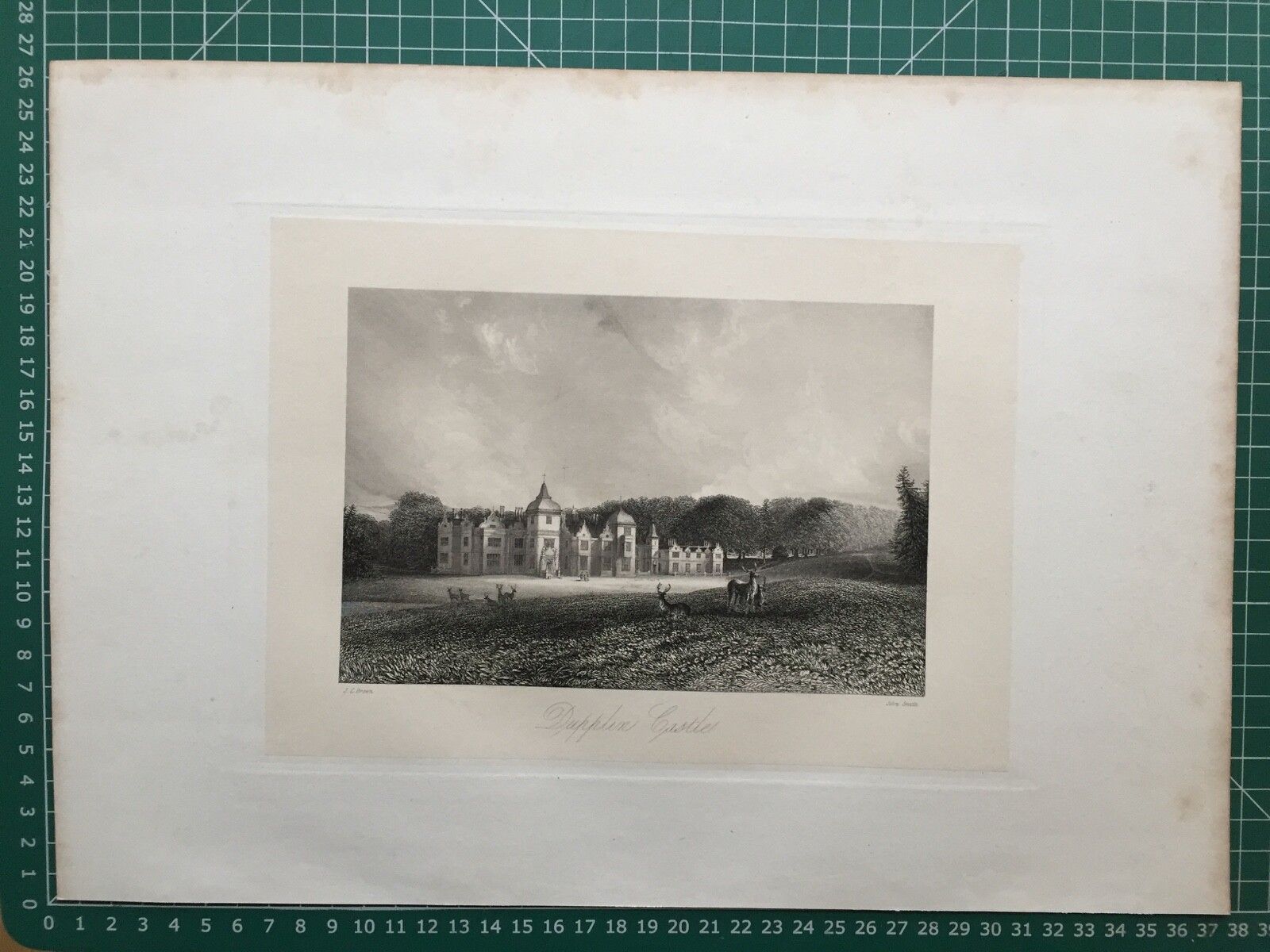 1843 Antique Print; Dupplin Castle, Perthshire after John Crawford ...