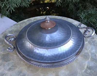 Vintage Farberware Wrought Aluminum Hammered Serving Tray w Buenilum ...