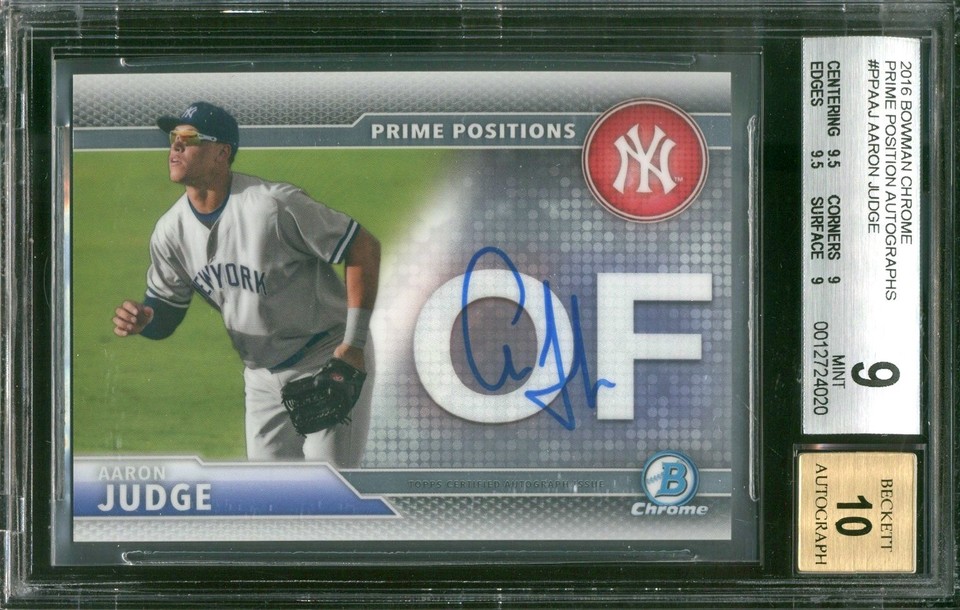 2016 BOWMAN CHROME PRIME POSITION AUTOGRAPHS AARON JUDGE RC #/250 BGS 9 ...