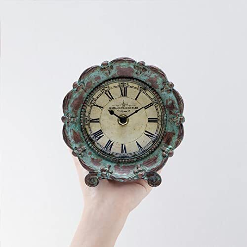 Table Top Clock, Vintage French Decorative Pewter Analog Desk Clock ...