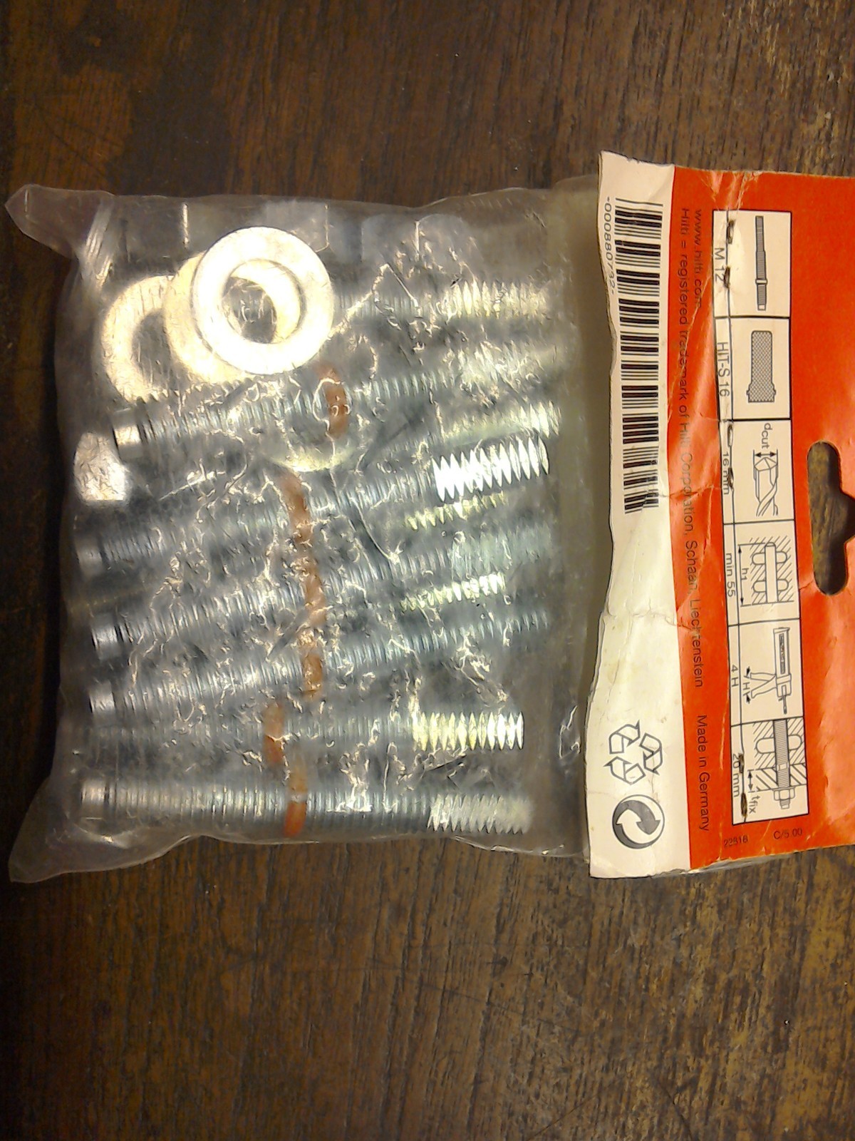 Pack of 10. HILTI HIT-A M12 X 80. Threaded rod kit for resin fix FREE ...