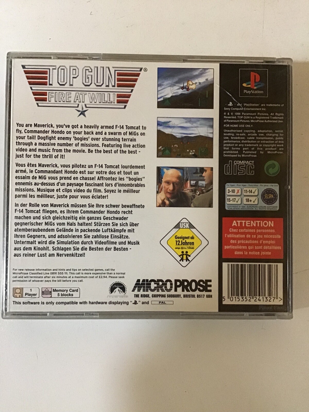 Top Gun Fire at Will Sony PlayStation 1 Ps1 11 Flight SIM Game for sale ...